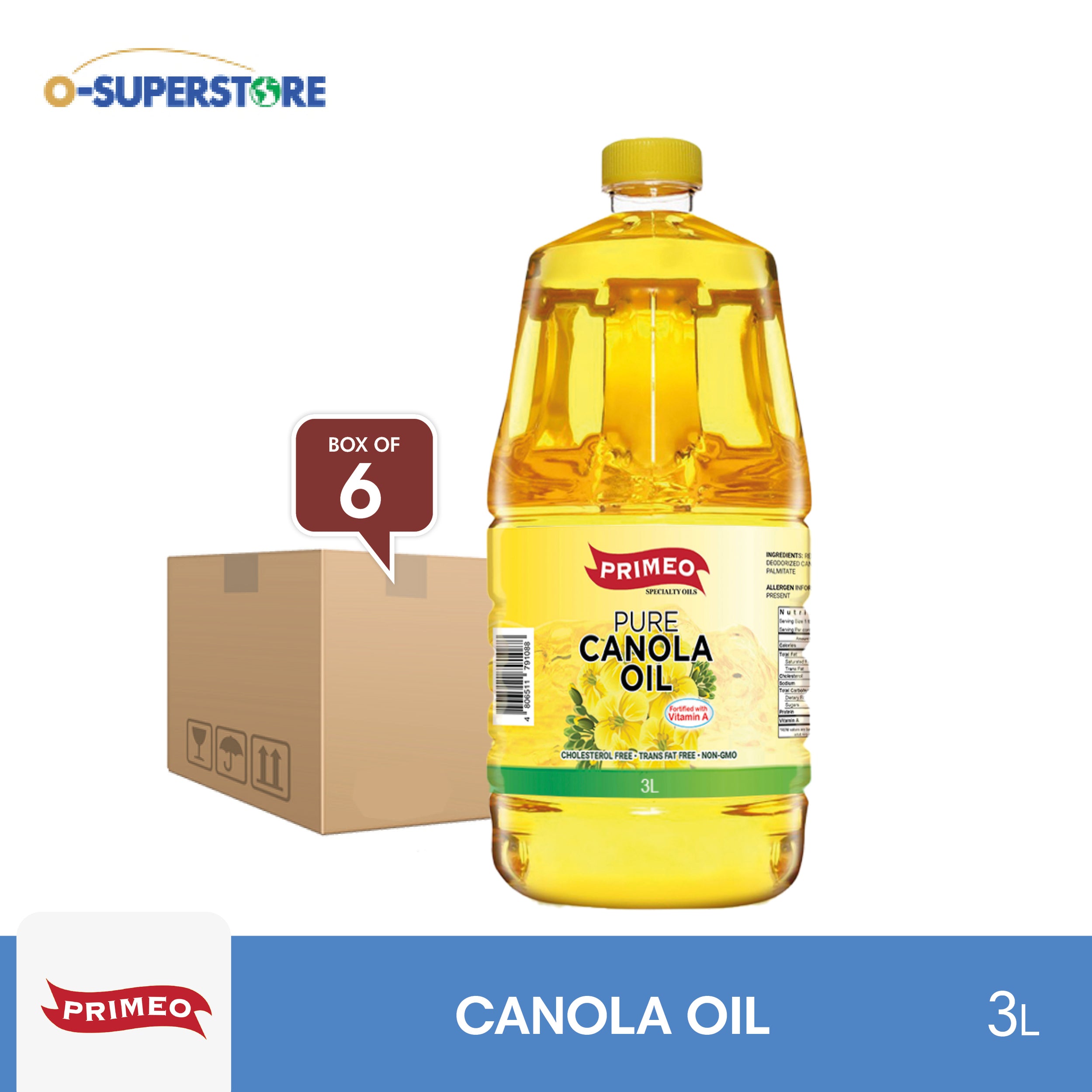 Primeo Pure Canola Oil 3L x 6 - Case — O-SUPERSTORE