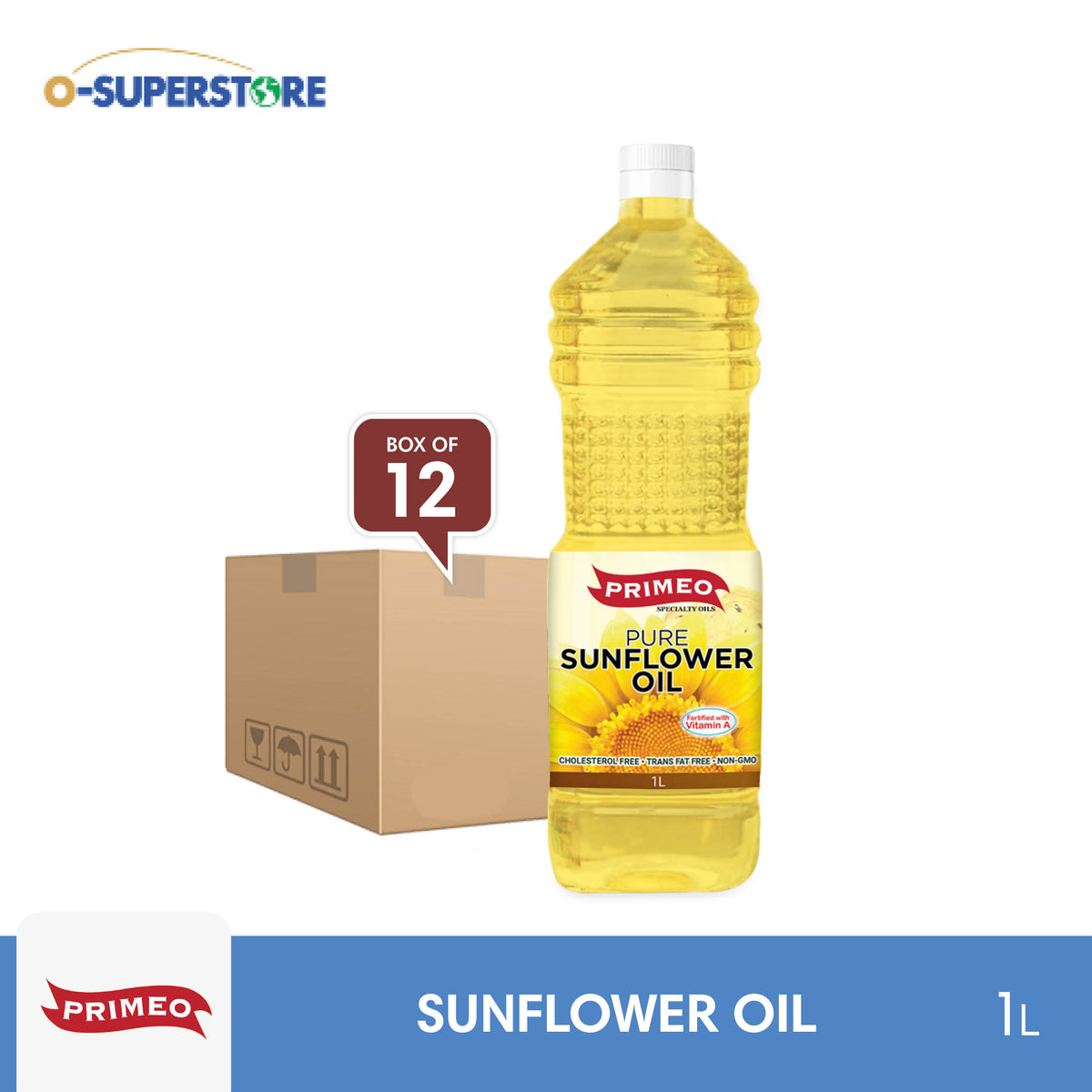 Primeo Pure Sunflower Oil 1L x 12 - Case — O-SUPERSTORE