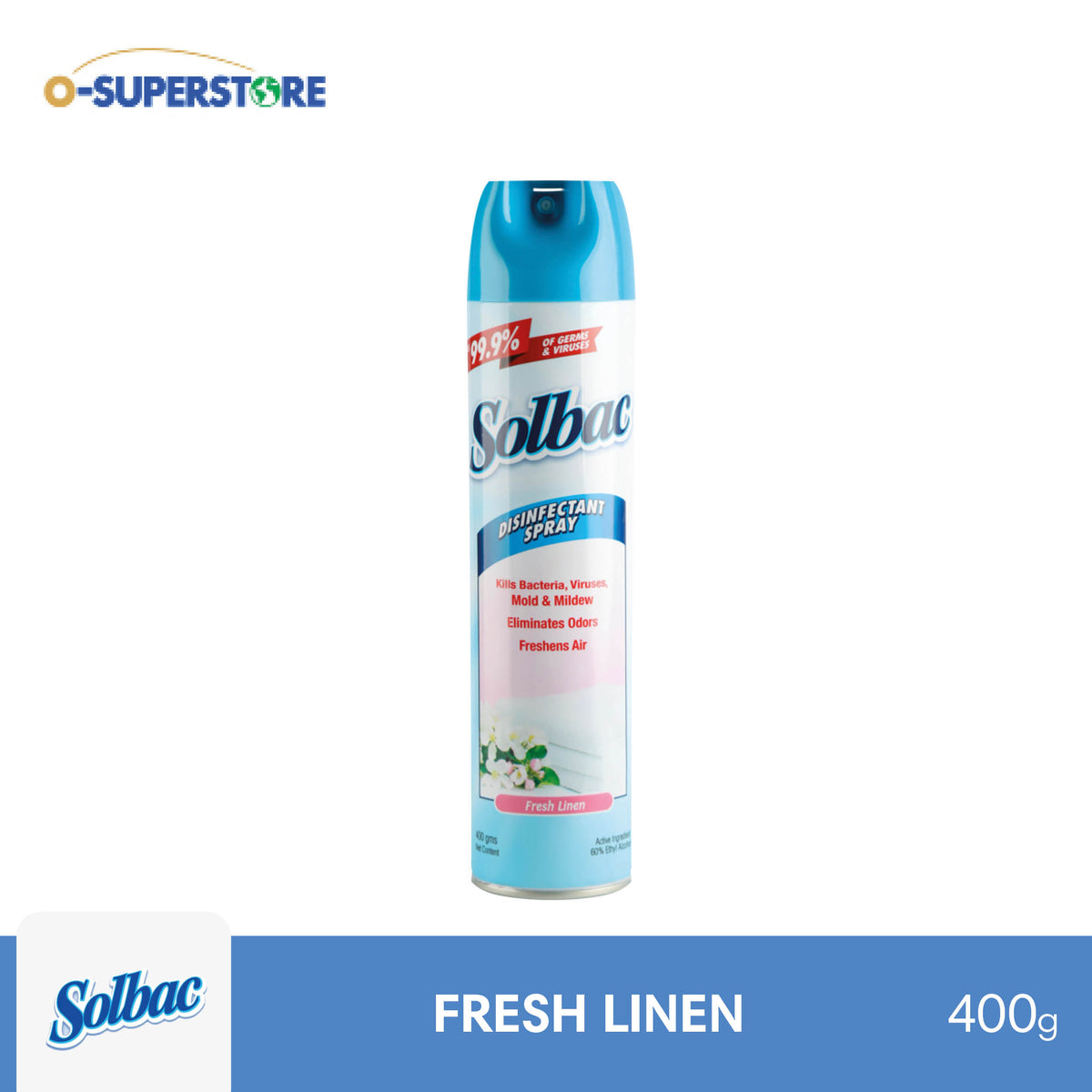 Solbac Disinfectant Spray - Fresh Linen 400g — O-SUPERSTORE