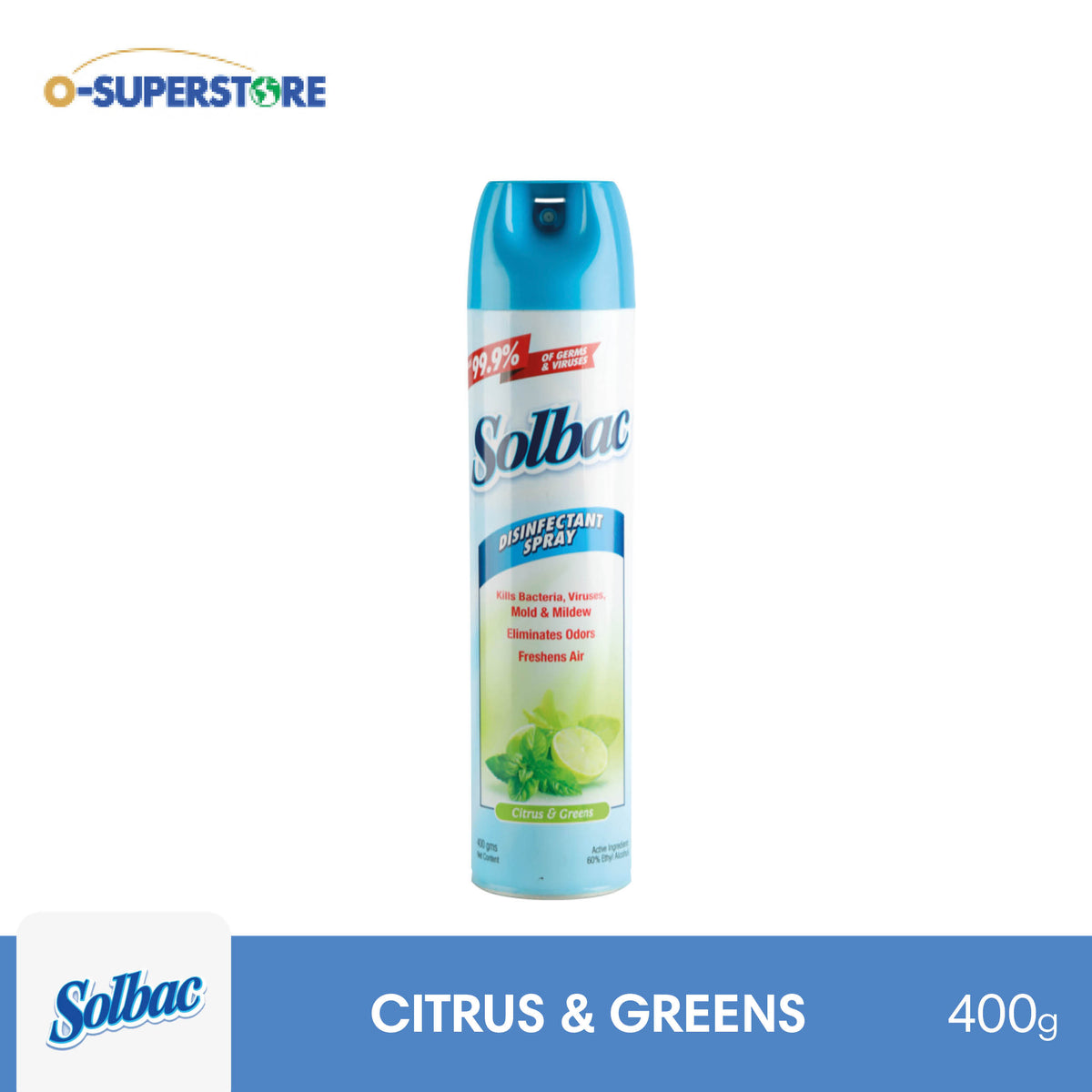 Solbac Disinfectant Spray - Citrus & Greens 400g — O-SUPERSTORE