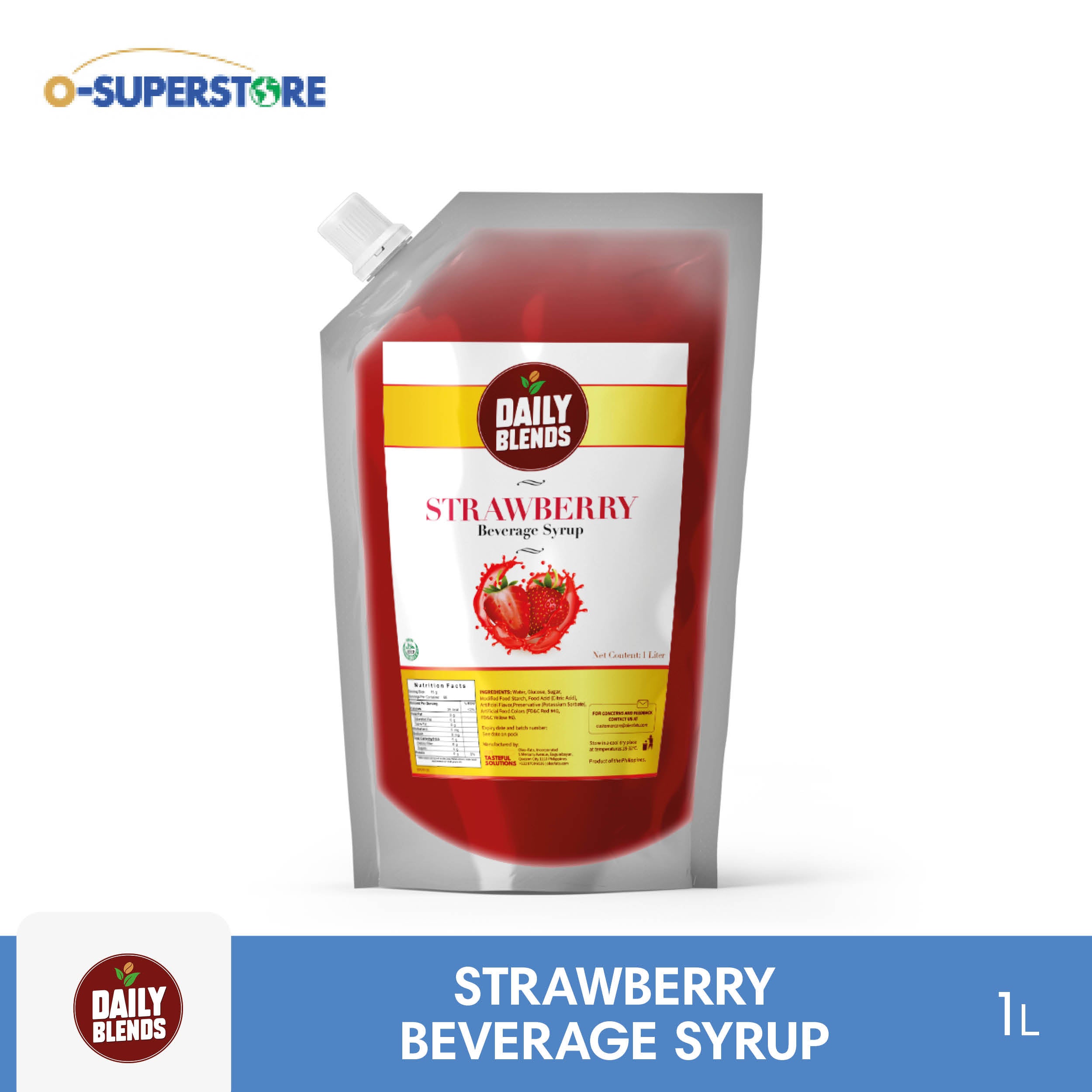 Daily Blends Strawberry Beverage Syrup 1L — O-SUPERSTORE