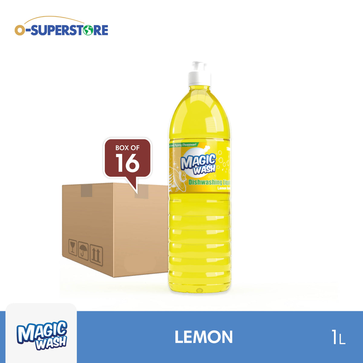 Magic Wash Dishwashing Liquid - Lemon 1L x 16 - Case — O-SUPERSTORE