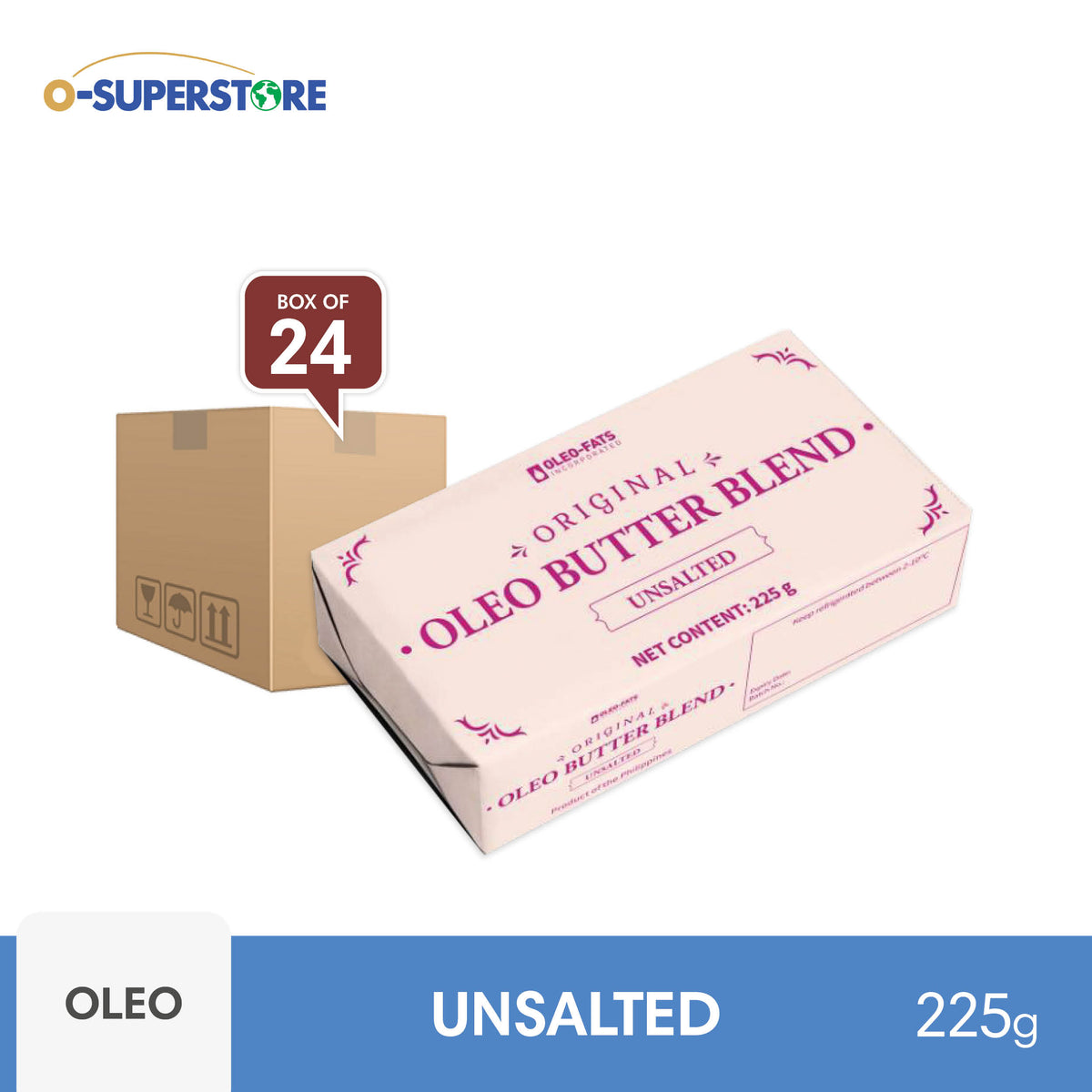 Oleo Butter Blend Unsalted 225g x 24 - Case — O-SUPERSTORE